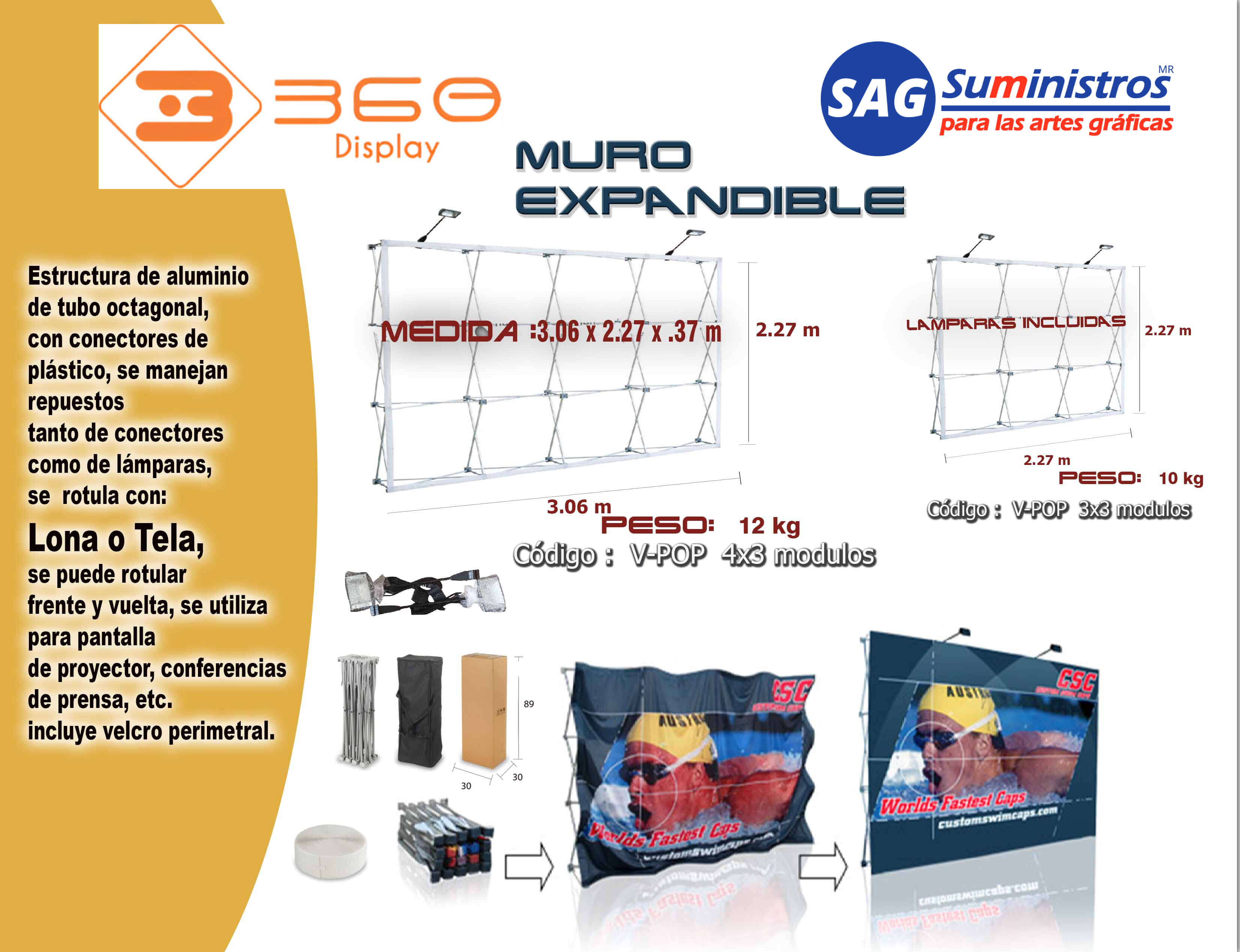 Suministros para las Artes Graficas: Display muro recto expandible 2.28 ...